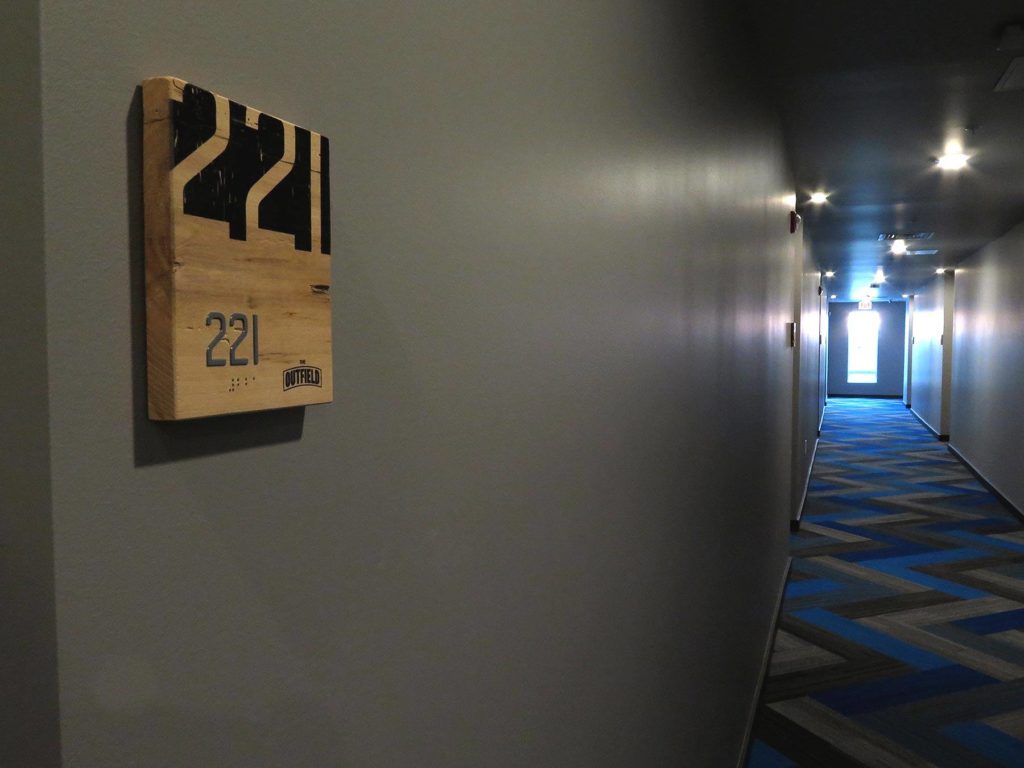 Custom Wood ADA Signs: Outfield Lofts - by Ideation Signs